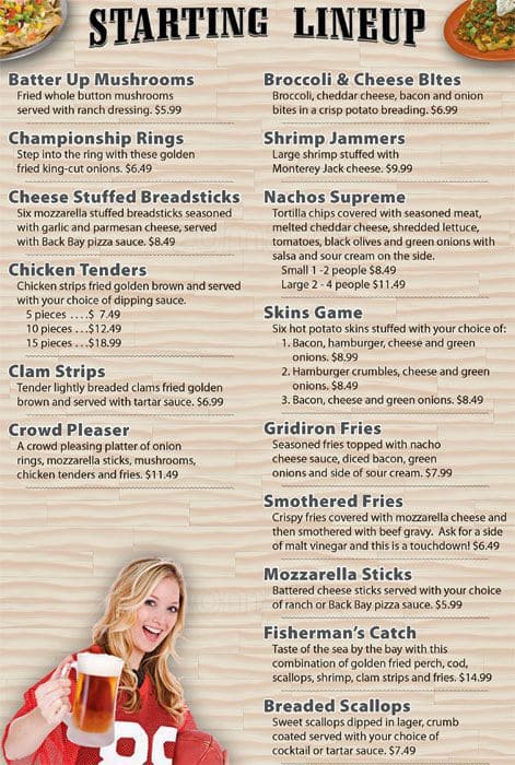 Menu at Back Bay GRILL & GAMES restaurant, Brimley
