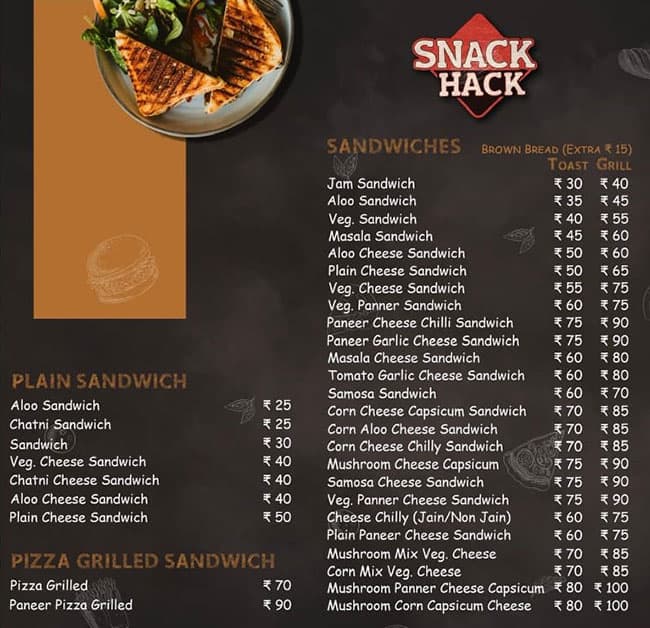 Menu of Snack Hack, Borivali East, Mumbai