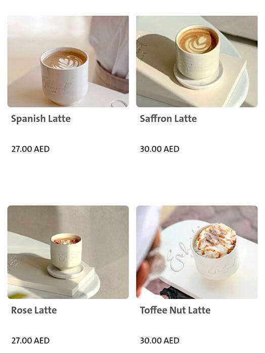 Menu at Enchant Cafe, Abu Dhabi