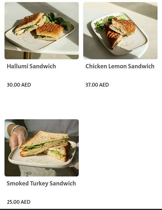 Menu at Enchant Cafe, Abu Dhabi