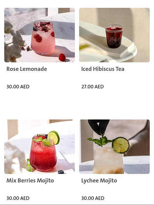 Menu at Enchant Cafe, Abu Dhabi