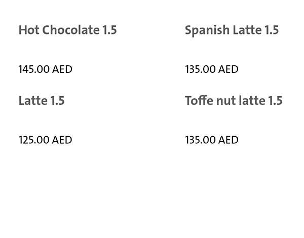 Menu at Enchant Cafe, Abu Dhabi