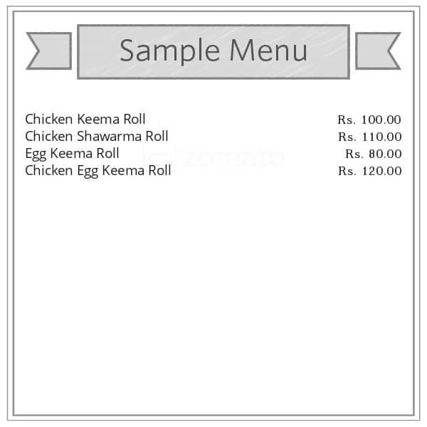 Menu of Roll Stall, Avadi, Chennai