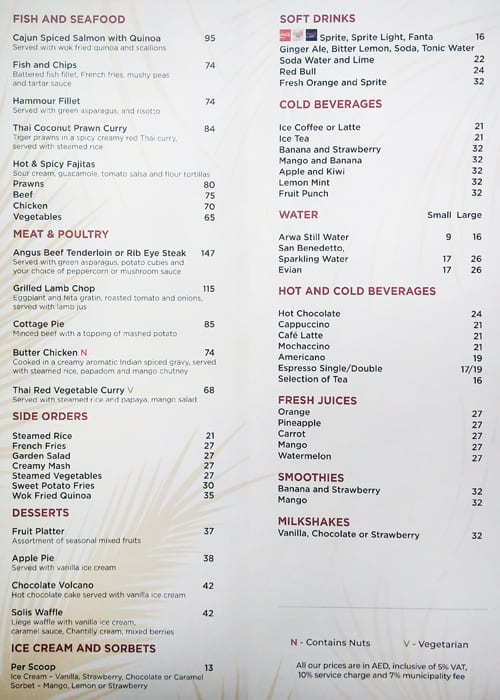 Menu at SeaSide Eatery restaurant, Dubai, Andaz Dubai