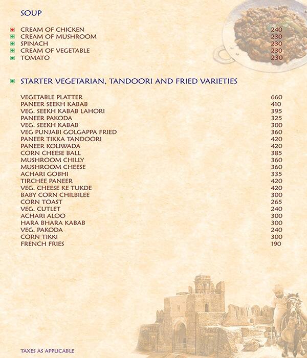 Menu of Great Punjab, Dadar East, Mumbai
