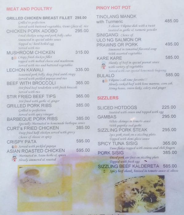 Menu at Pete's Place restaurant, Pasay, GXPH+QPR