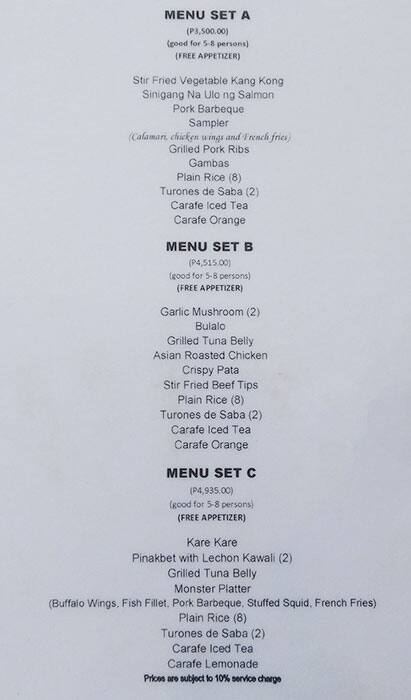 Menu at Pete's Place restaurant, Pasay, GXPH+QPR