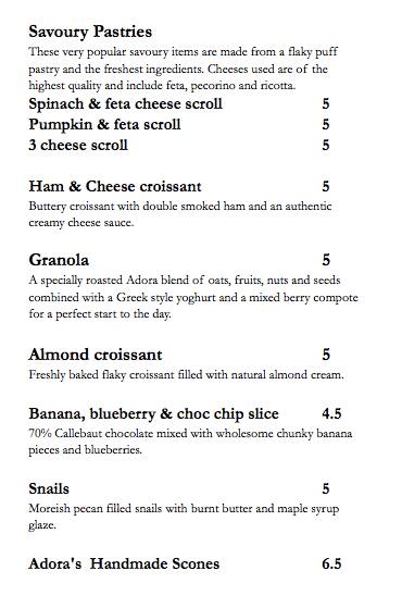 Menu at Adora Handmade Chocolates desserts, Bellevue Hill