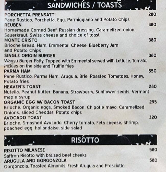 Menu at Single Origin - Molito cafe, Muntinlupa