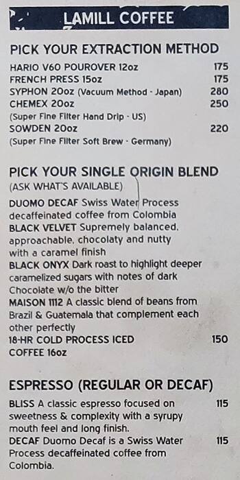 Menu at Single Origin - Molito cafe, Muntinlupa