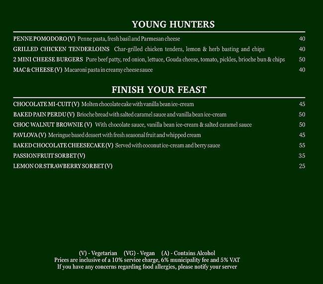 Menu at Hunter & Barrel Emirates Hills, Dubai