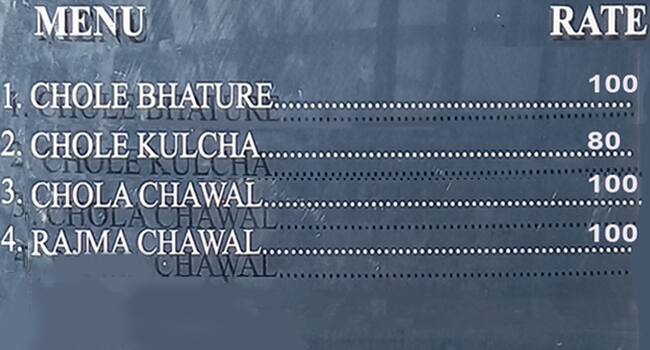 Menu of JFS Chole Bhature, Mansarovar, Jaipur