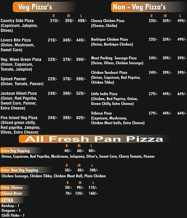 Menu of Monster Pizza, Kompally, Hyderabad