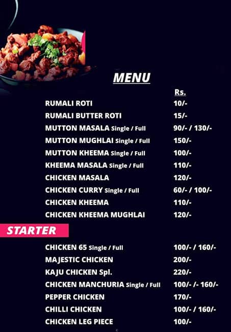 Menu of The Food Corner, Moti Nagar, Hyderabad