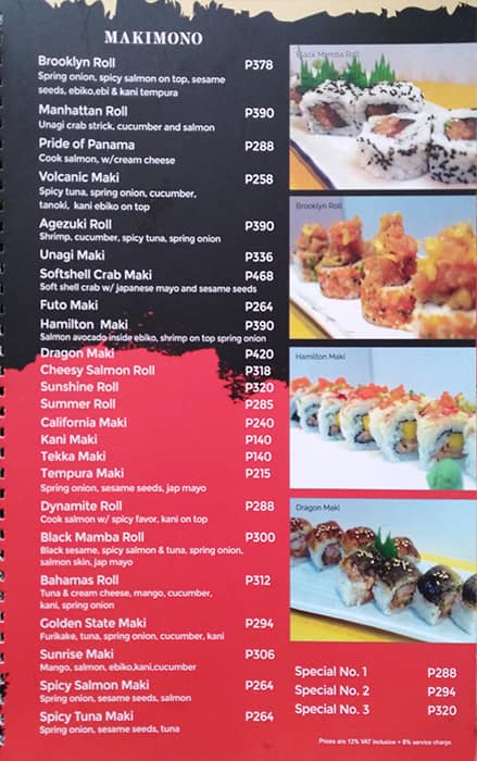 Menu at Agezuki Japanese Cuisine restaurant, Quezon City, 83