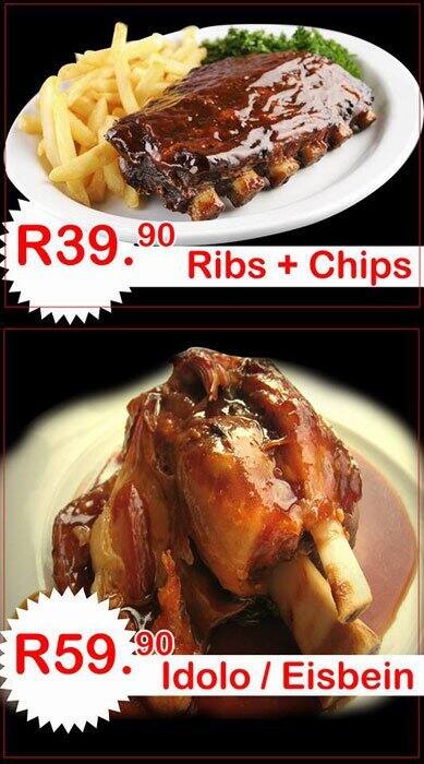 Menu at Musa's place restaurant, Johannesburg South, Mphepheto St