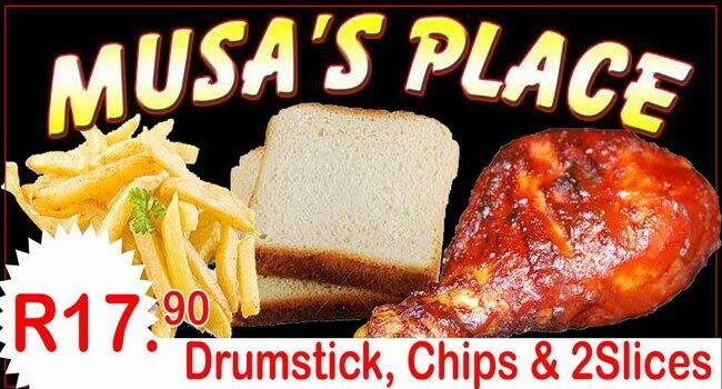 Menu at Musa's place restaurant, Johannesburg South, Mphepheto St