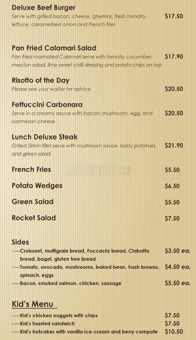 Menu at La Dolce pub & bar, Auckland