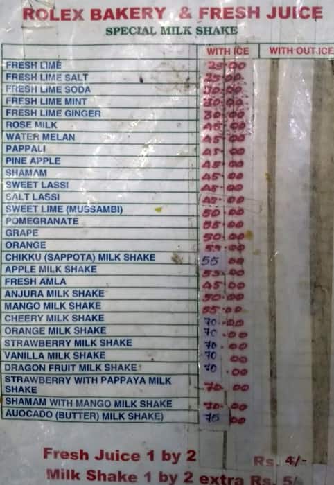 Menu at New Rolex Bakery & Sweets, Chennai