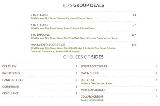 Menu at Rd's Southern Bbq, Mississauga, 25 Aventura Ct