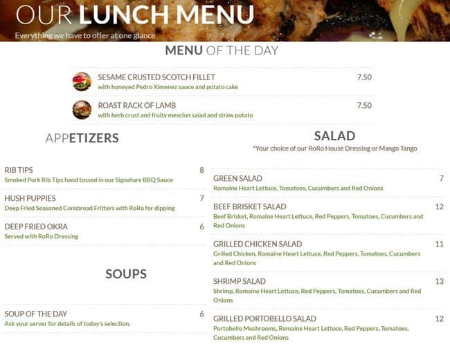 Menu at Rd's Southern Bbq, Mississauga, 25 Aventura Ct