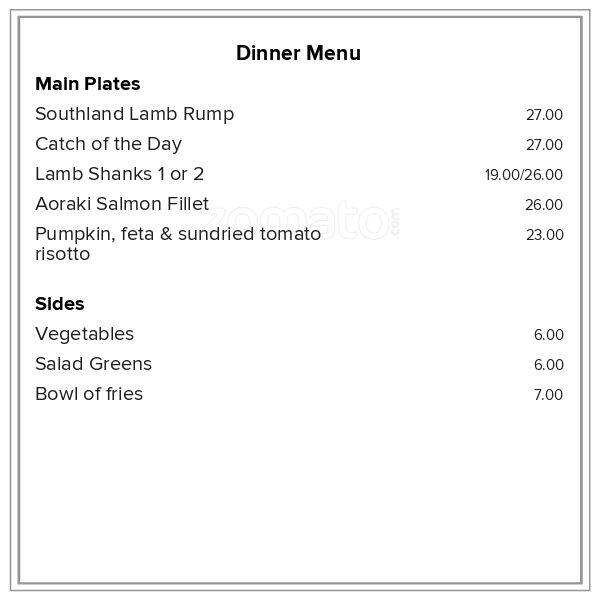 Menu at Halo cafe, Queenstown