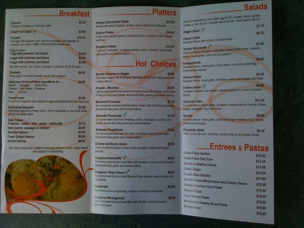 1st Avenue Bistro & Bakery Menu - Urbanspoon/Zomato