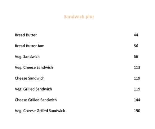 Menu of Sandwich Plus, Santacruz East, Mumbai