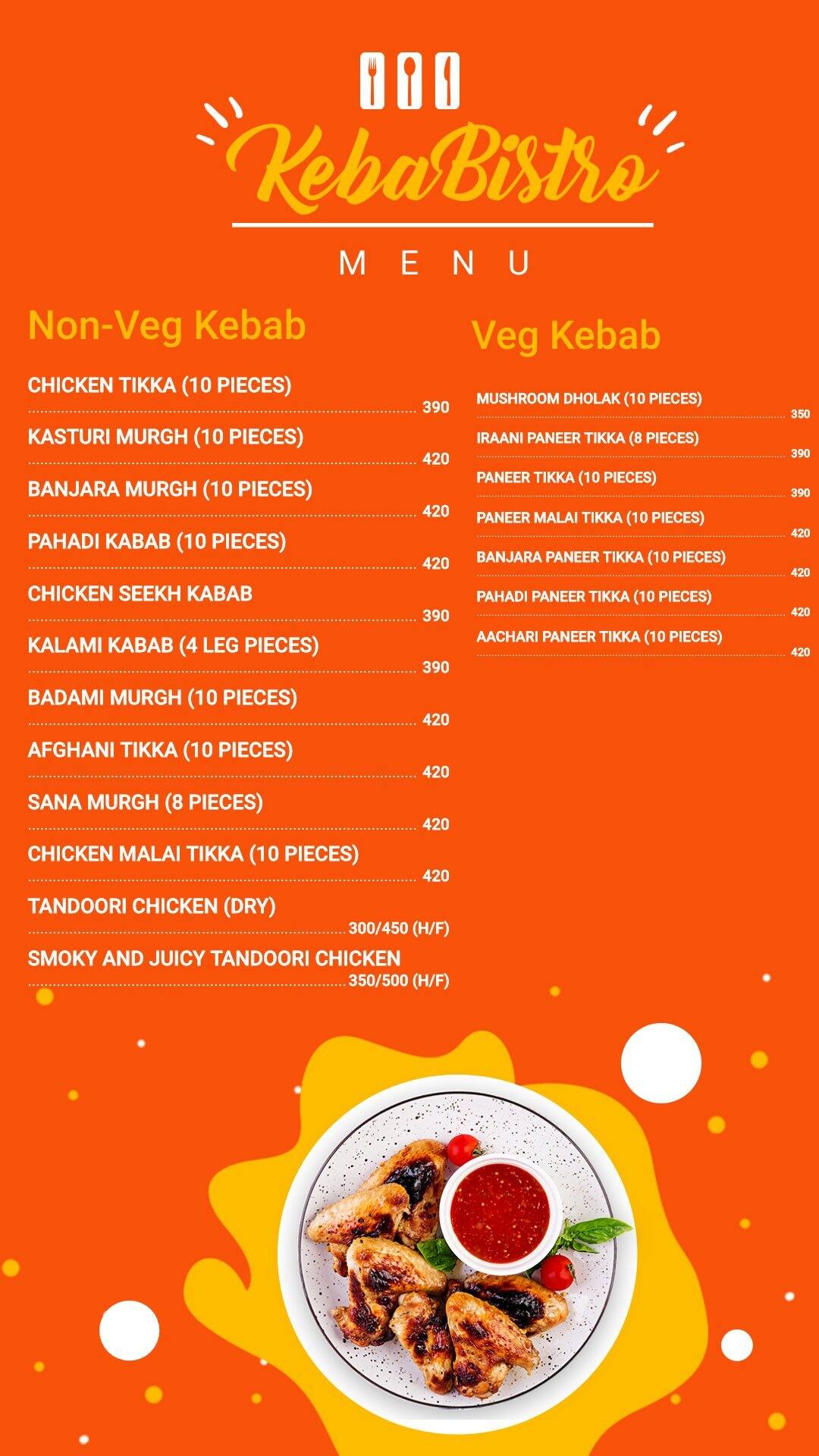 Menu of Keba Bistro, Chanda Nagar, Hyderabad