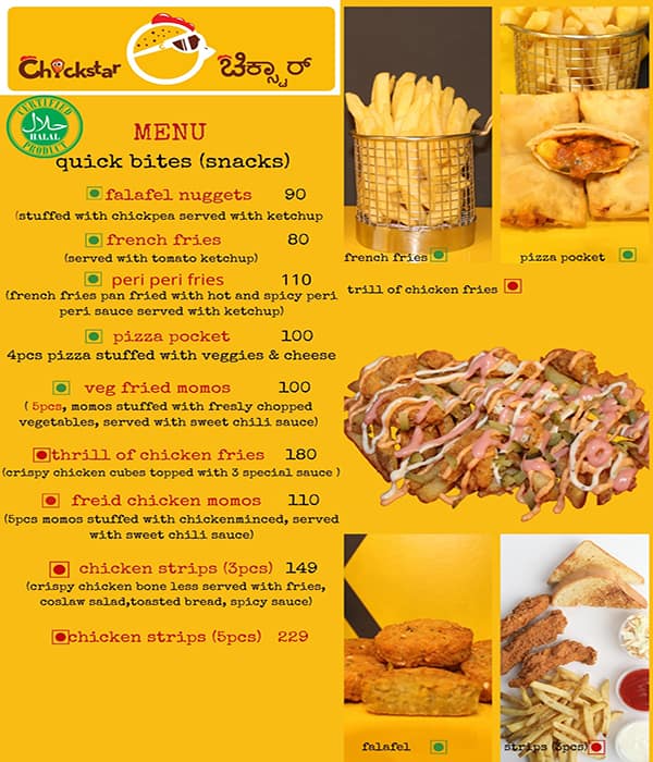 Menu at Chickstar, Bengaluru