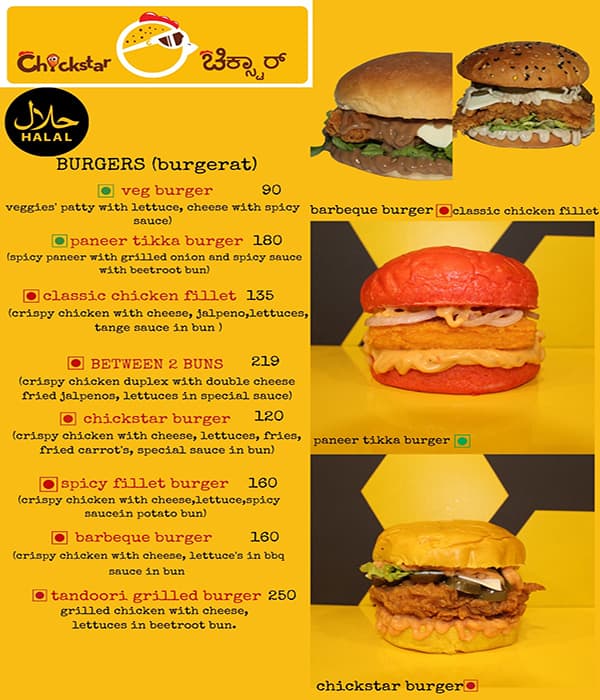 Menu at Chickstar, Bengaluru