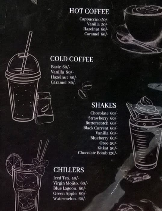 Menu at Tea-Amo Café, Kanpur