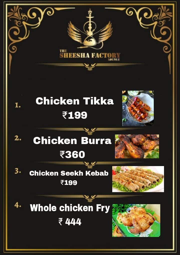 Menu of The Sheesha Factory Cafe, Daryaganj, New Delhi