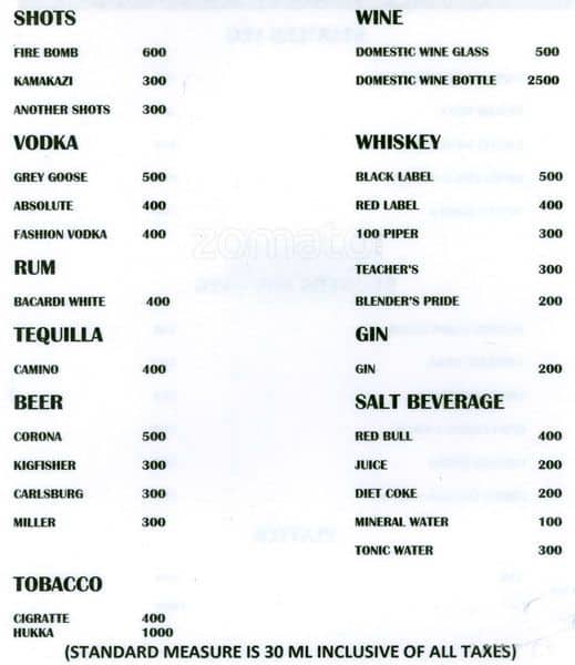 Menu at Expresso Music Bar, Gurugram, 2 Level Hong Kong Bazar Mall