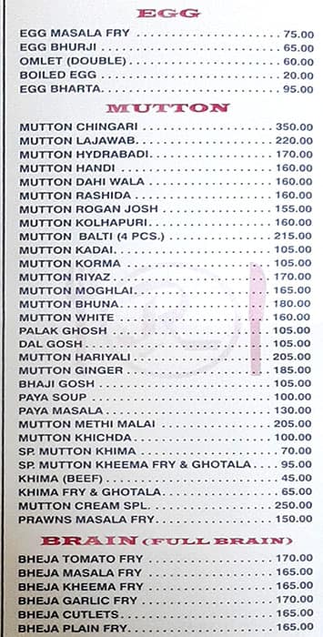 Menu at NEW RIYAZ RESTAURANT, Mumbai, 3R3Q+QG3