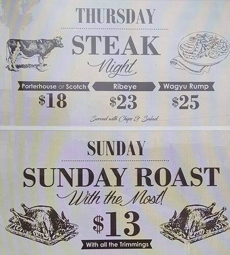 Menu at Commercial Hotel pub & bar, Werribee