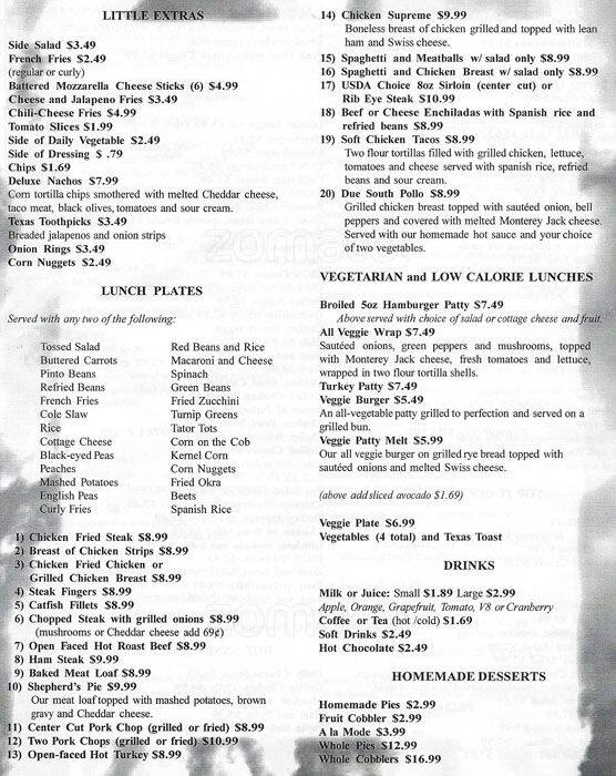Menu at Bic's Restaurant, Carrollton