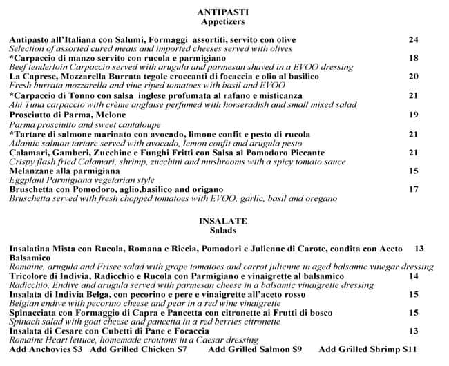 Bice Ristorante Menu, Menu for Bice Ristorante, I-Drive/Universal ...