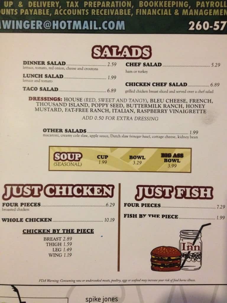 Menu at Inn pub & bar, North Manchester