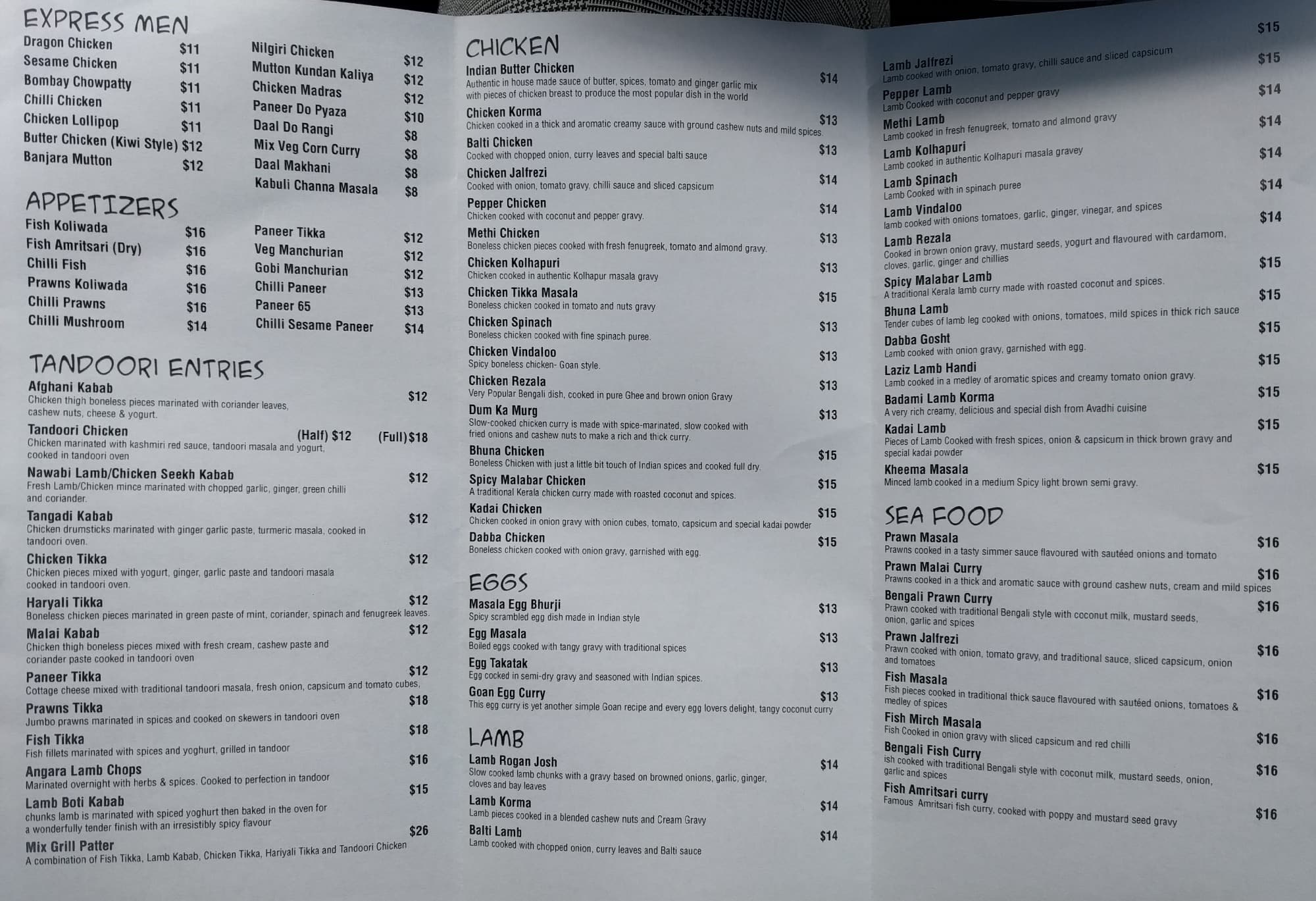 Menu at Food Inn Sandringham restaurant, Auckland