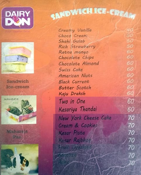 Menu of Dairy Don, Mulund West, Mumbai