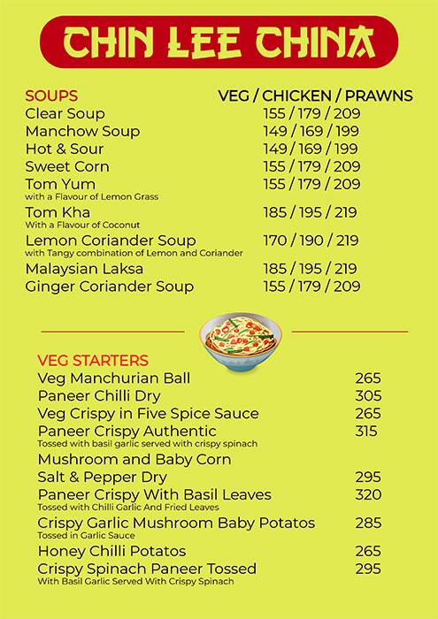 Menu at Chin Lee China, Mumbai