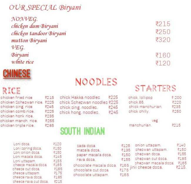 Menu of YK Enterprises, Kondhwa, Pune