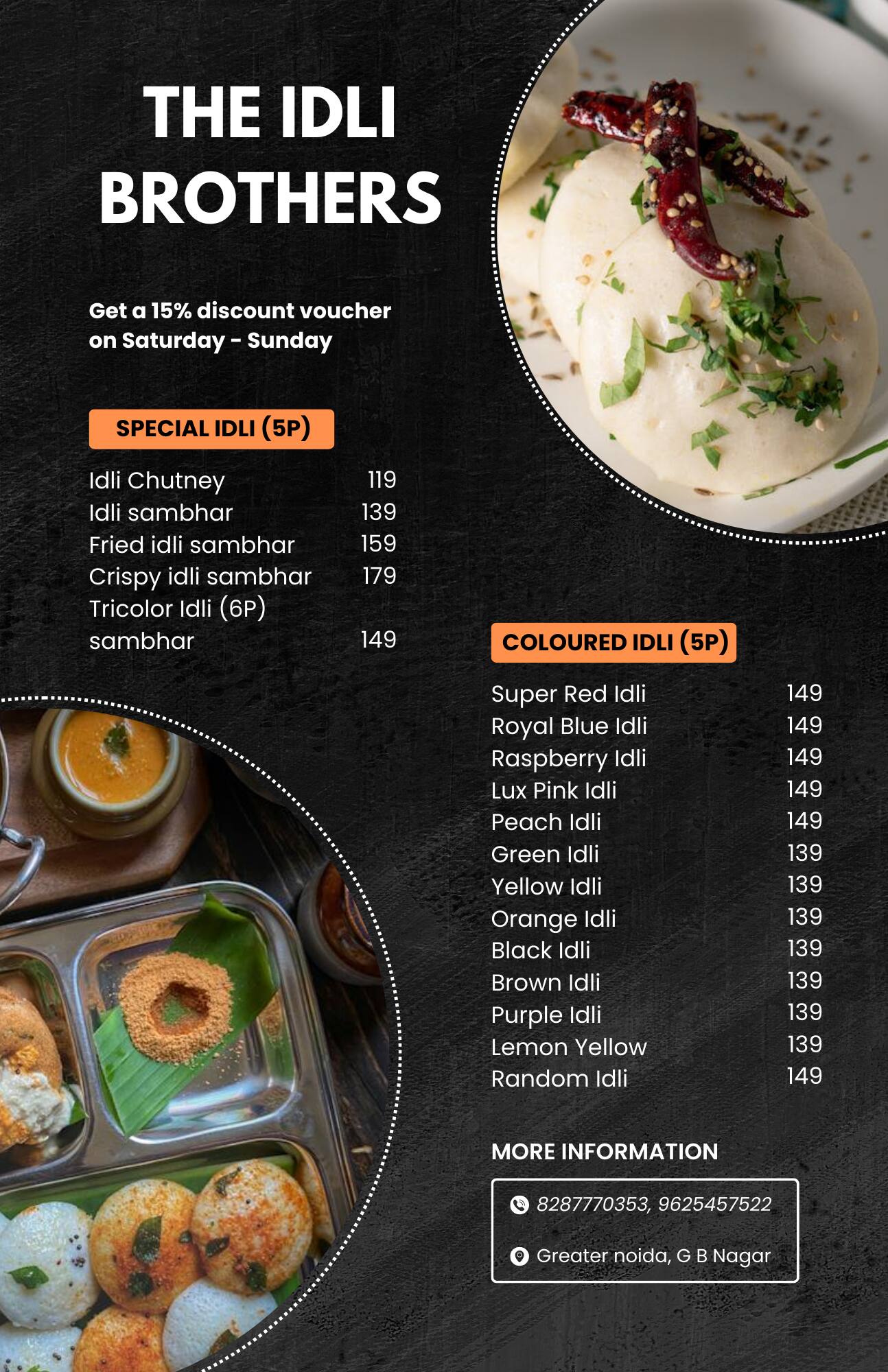 Menu of The Idli Brothers, Sector PI, Greater Noida