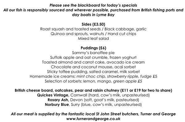 Menu at The Well pub & bar, London, Compton St