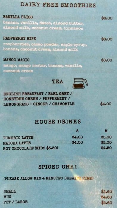 Menu at Lip Cafe., Ivanhoe