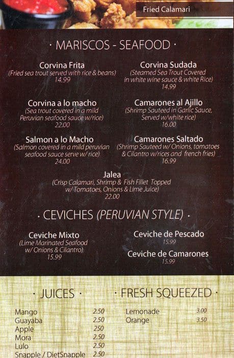 Menu at Tu Casa restaurant, New York City, 119-05 Metropolitan Ave