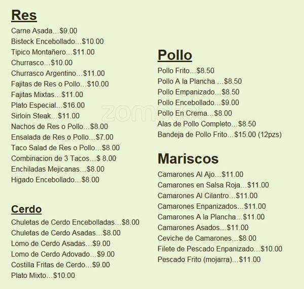 Menu at Tu Metapan restaurant, Boston