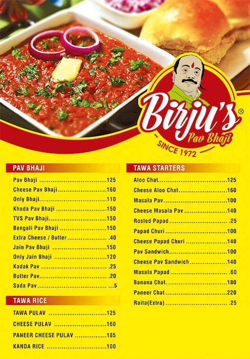 Birju's Pav Bhaji Menu, Menu for Birju's Pav Bhaji, Kalyan, Thane - Zomato
