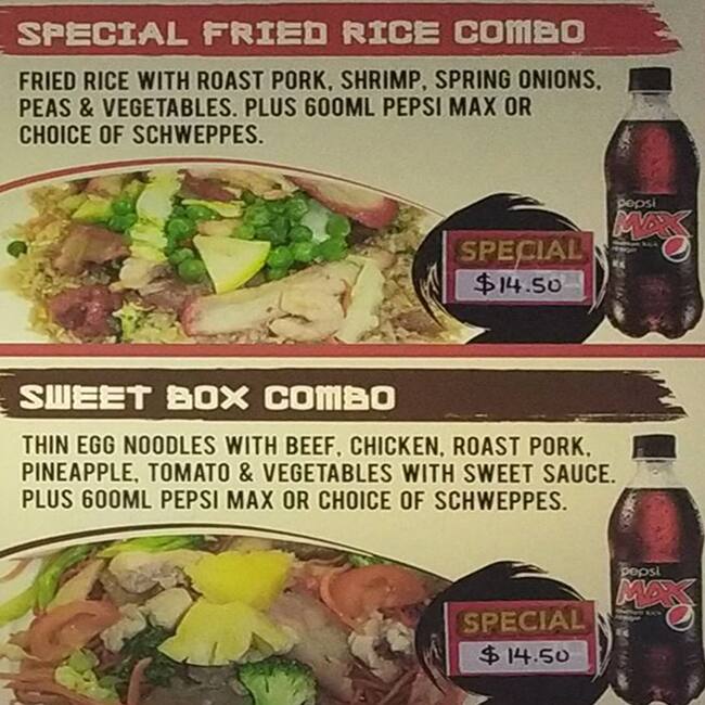 Menu at Noodle City, Booval